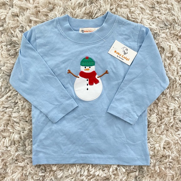 Baby Luigi | Shirts & Tops | Baby Luigi Light Blue Snowman Long Sleeve ...